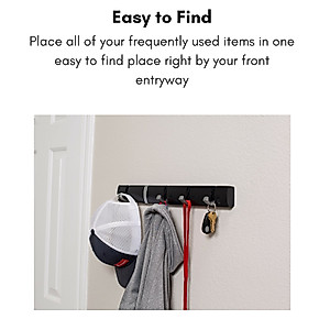 BIRDROCK HOME Folding Hook Coat and Hat Rack - 5 Hooks - 18 Inches - Wall Mount - Decorative Home Storage - Entryway Foyer Hallway Bathroom Bedroom Rail - Satin Nickel Hooks - Black Rail