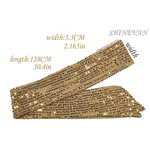 HI-party Small scarf with fashionable sequins for decoration (Golden)