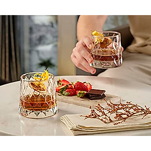 Pasabahce Premium Whiskey Glasses Set Of 4 - Exclusive Cocktail, Scotch, Bourbon, Liquor, Rum Glasses - Old Fashioned Glasses - 10.25 Oz Drinking Glasses - Perfect for Parties, Gifts