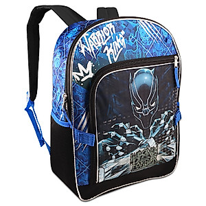 Fast Forward Black Panther Backpack and Lunch Box Set - Bundle with 16" Black Panther Backpack, Lunch Box, Keychain, Stickers, More | Avengers Backpack for Boys 4-6