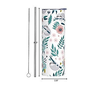 Siiuuol Cute Sloth Tumbler 20 Oz Sloths Coffee Cup with Lid and Straw Stainless Steel Mug Insulated Tumbler Travel Mug Home Office Gifts