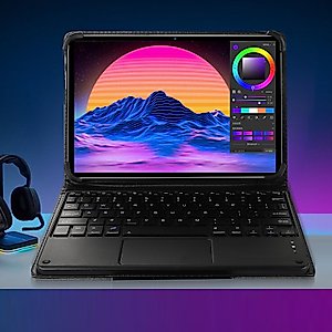CUIFATI 10 in FHD Tablet with Bluetooth Keyboard, Octa Core 8GB RAM 256 ROM WiFi 4G Tablet for Android 12 System, Kid Tablet Set for Learn (US Plug)