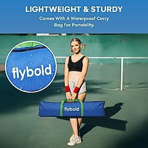 flybold Pickleball Nets | Portable Net Regulation Size Equipment Lightweight Sturdy Interlocking Metal Posts with Carrying Bag for Indoor Outdoor Pickle Ball Game Court | Full Court Size- 22ft