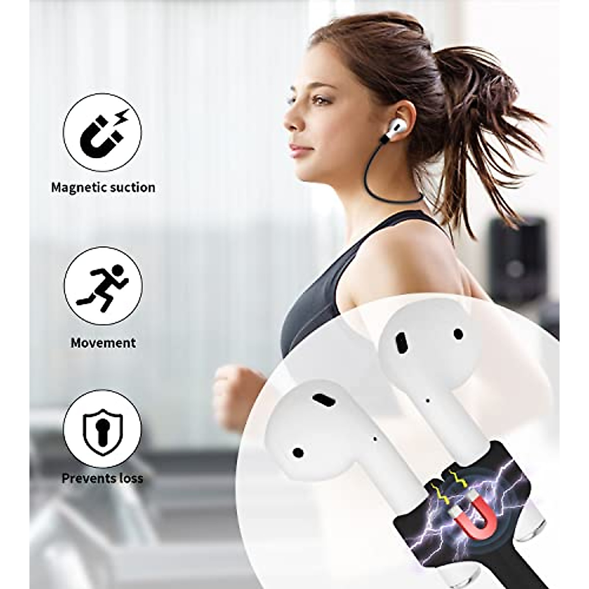 AKIKI [5 in 1] for Airpods Pro Case Cover 2022/2019 with Cleaner kit&Replacement Eartips(XS/S/M/L), Soft Silicone Protective Cover with Keychain and Magnetic Anti-Lost Straps (Black)