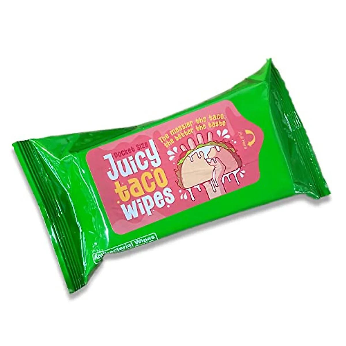 Juicy Taco Wipes - Funny Taco Gifts for Adults - Novelty Travel Hand Wipes - Pocket Moist Towelettes for Taco Lovers Gifts - Resealable 15 Count Pack