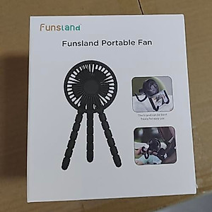 Funsland Mini Portable Stroller Fan Clip on for Baby, USB Rechargeable or Battery Operated Handheld Personal Portable Fan, Flexible Tripod Baby Stroller Fan 3 Speed Clip on Fan for Car Seat Travel
