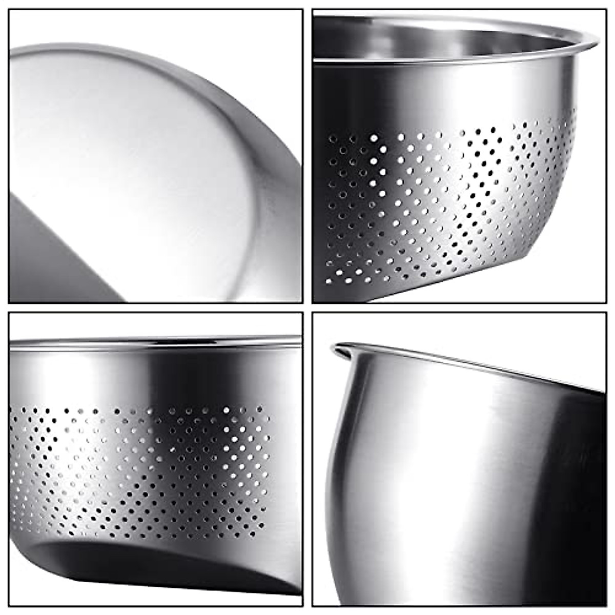 Joyoldelf Stainless Steel Rice Washing Bowl, Versatile 3-In-1 Colander and Kitchen Strainer with Side Drainers for Rice, Vegetables & Fruit