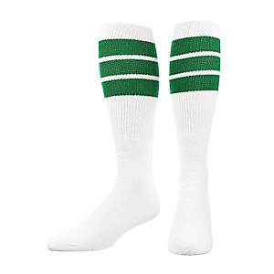 TCK Retro 3 Stripe Tube Socks (Kelly Green, Large)