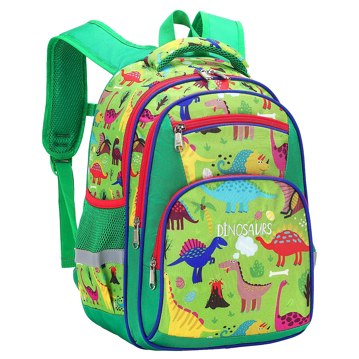 Moonmo Kids Backpack Boys, Kids Bookbag Elementary Preschool Kindergarten Supplies for Boys,boys school backpack with compartments for 5+ (Green Dinosaur)