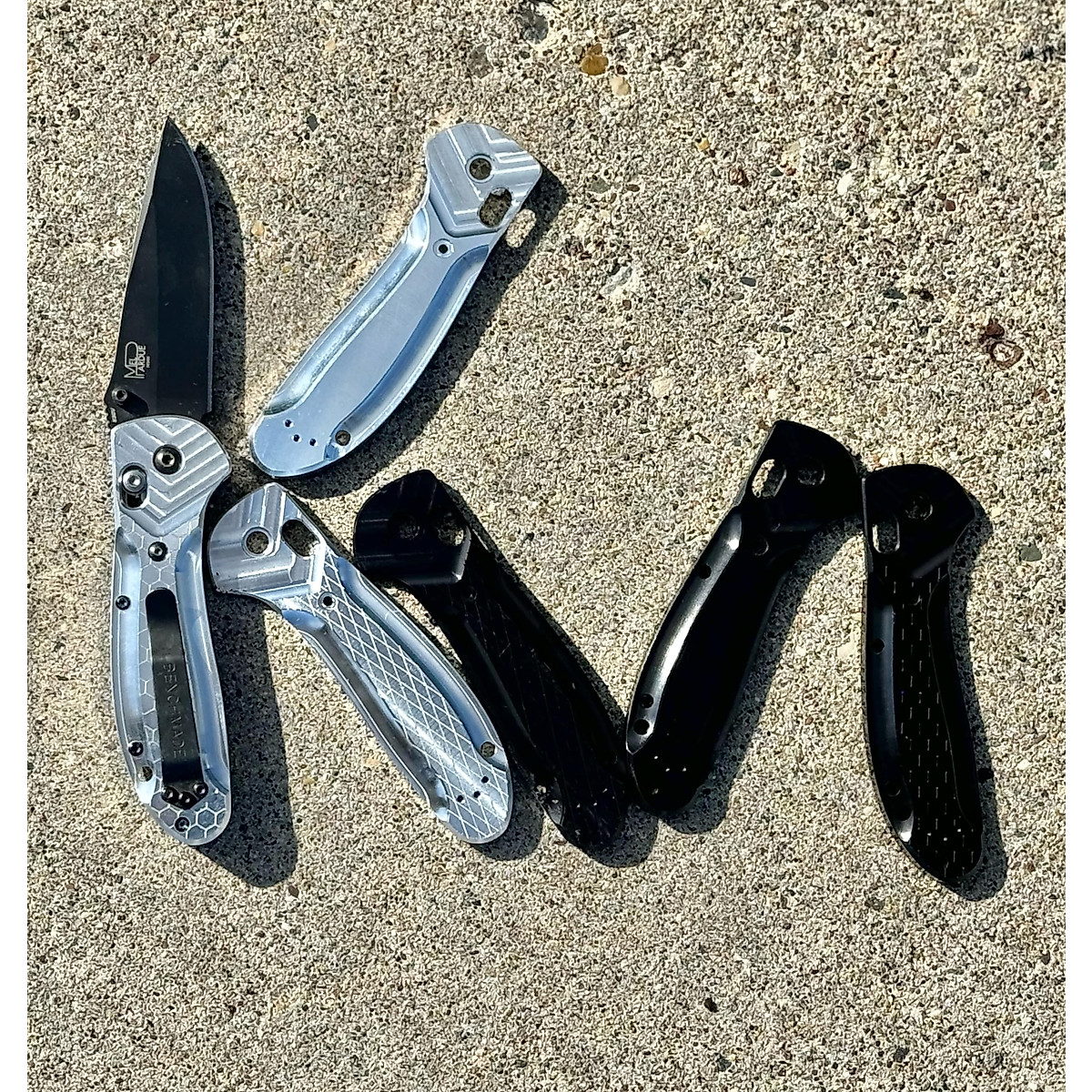 Generic Black Anodized Honeycomb Billet Aluminum Tritilian Design Scales Full Size Griptilian Custom Knife Handle, Knife Scales, EDC