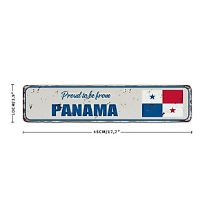 Autravelco Proud to Be from Panama 4x18 Inch Metal Sign Decorative Shop Room Gate Wall Décor Tin Signs State Flag Map Sailor Sailing Metal Plaque for Backyard