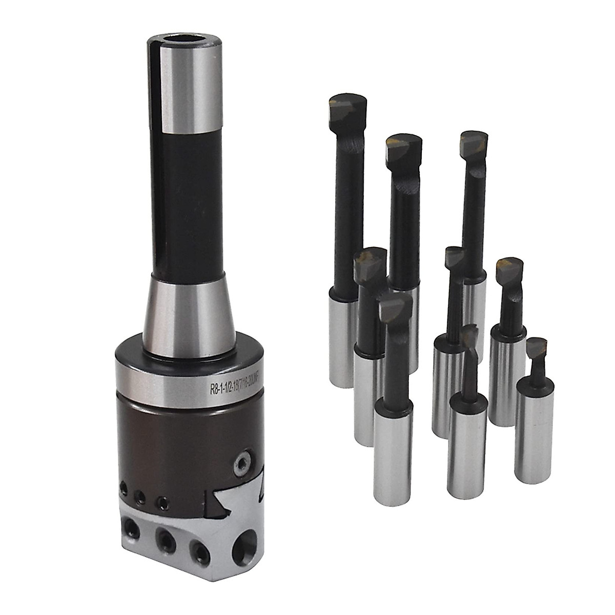 TINVHY 9-Pack Set 2 Boring Head R8 Shank 1/2 Carbide Boring Bar Set Replacement for Bridgeport Milling