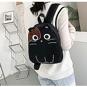 LaurelTree Kawaii Aesthetic Cute Cartoon Cat Backpack Laptop Travel Bag School Students Teens Girls (Black)