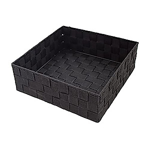 Black Storage Baskets, Woven Storage Bins Containers for Drawer Closet Shelf Dresser, Set of 4.