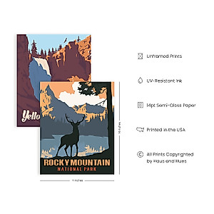 HAUS AND HUES Vintage National Park Posters Set National Parks Art Prints Nature Wall Art and Mountain Print Set Abstract Prints of Mountain Wall Art (11"x14", UNFRAMED)