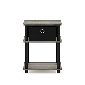 Furinno Turn-N-Tube 3-Tier End Table, French Oak Grey/Black/Black,18063GYW/BK/BK