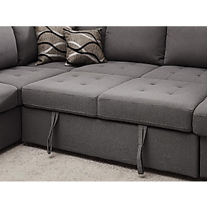 THSUPER Sectional Sleeper Sofa Couch Pull Out Bed with Storage Chaise, U Shape Oversized Sectionals Couches for Living Room, 6 Seater Gray