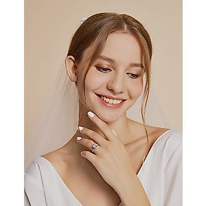 EAMTI 3.5CT 925 Sterling Silver Rings Cushion Cut Cubic Zirconia CZ Engagement Wedding Bands for Women Promise Rings for Her Size 7.5