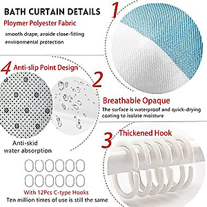 Kossmjx Mushrooms Shower Curtain Set 4 Pieces Fairy Forest Theme Fantasy Cartoon Curtain Set Girls Boys Teens Bathroom Decor Waterproof Polyester Curtains with 12 Hooks Toilet Rug Bath Mat, 70" x 70"