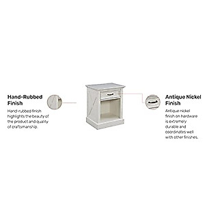 Home Styles Seaside Lodge Nightstand in White Finish, Wide Frame, Plank Top Design with One Drawer and Open Storage, Frame Constructed from Mahogany Wood Solids