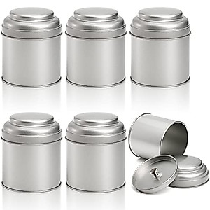 Lawei 6 Pack Tea Tins Canister with Airtight Double Lids, 8 OZ Round Tin Can Box, Small Kitchen Canisters Containers for Storage Tea, Coffee, Sugar, Loose Leaf, Candy, Herbs and Spices, Silver