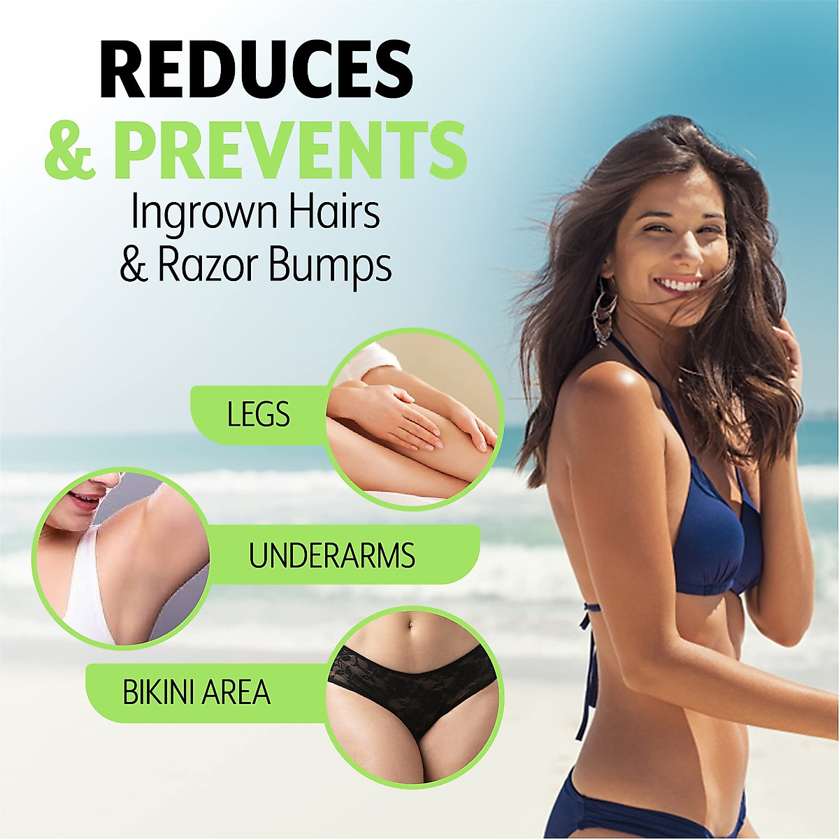 Princereigns Ingrown Hair Serum - Organic Razor Bump & Redness Solution for Men & Women, Ideal for Face, Bikini, Legs, Underarm, Prevents Future Ingrown Hairs, No Alcohol or Oils - 2 Fl. Oz