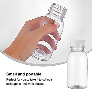 DOITOOL Plastic Juice Bottles with Caps - 15Pcs Reusable Juice Containers with Lids for Fridge - Clear Refillable Water Bottles Smoothie Bottle for Homemade Juices, Milk, Tea（100ml/3.4oz