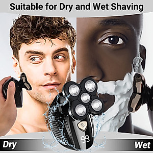 Head Shaver Upgrade 6 in 1 Head Shavers for Bald Men Men's Electric Head Shavers Cordless Flex Series Grooming Kit for a Perfect Bald Look,Waterproof and Rechargeable