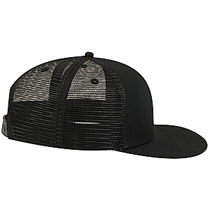 OTTO Square Flat Visor SNAP 6 Panel Mesh Back Trucker Snapback Hat - Black