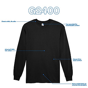 Gildan Men's Ultra Cotton Long Sleeve T-Shirt, Style G2400, Multipack, Black (2-Pack), 3X-Large