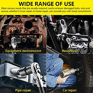 TOPEC Bolt Extractor Set, 10 Piece Lug Nut Remover Socket Tool, 1/2" Drive Impact Wheel Lock Removal Kit for Removing Damaged, Dead, Rusted, Rounded-Off Bolts, Lug Nuts & Screws