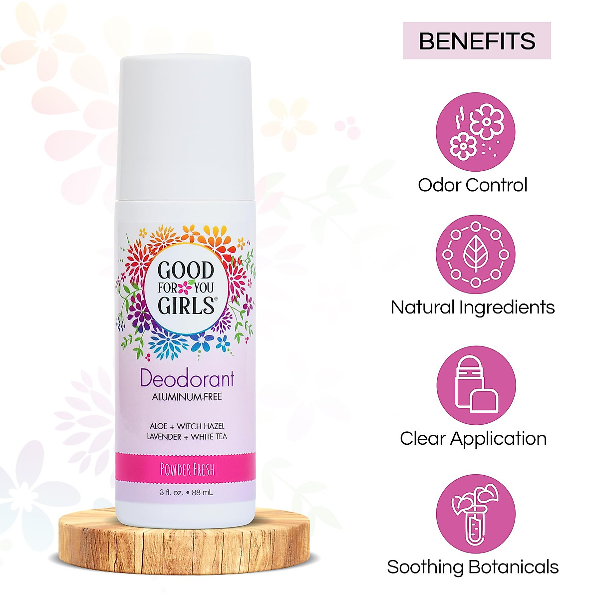 Good for You Girls Aluminum-Free, Natural Deodorant for Kids, Preteens, Teens, Safe & Effective Odor Protection, Clear Roll-On, Vegan, Natural Fragrance | Soft Powder, 3 oz (Pack of 1)