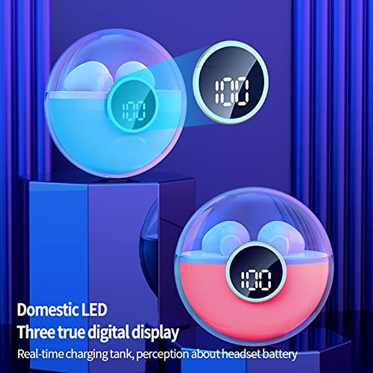 hujusko Earbuds Wireless Bluetooth 5.2 Fitness Lightweight Headphones, Fast Charging, Touchable Led Display Earphones, with Charging Case Built in Micphones for iOS/Android Phones(White)