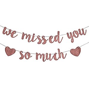 Welcome Home Decorations We Missed You So Much Banner, Rose Gold Welcome Back Home Family Party Sign Decor, Patriotic Military Homecoming Army Deployment Returning Back Party Supplies