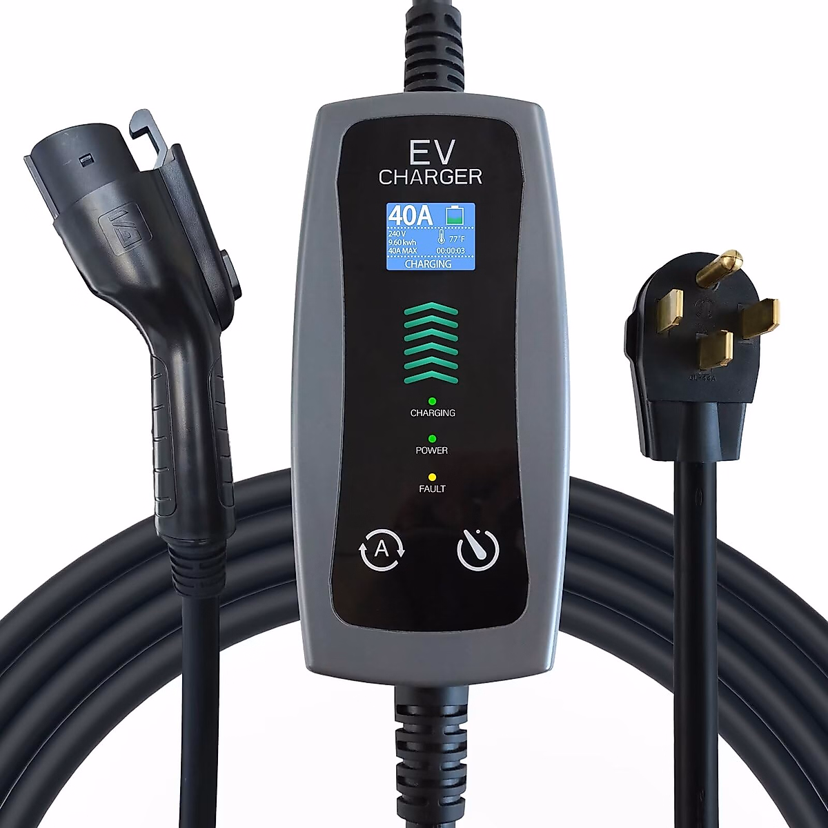 EP Level 2 Portable EV Charger, 16-40 Amp, 240V, 25ft Cable, Fast Charging Station for All EVs, NEMA 14-50P Plug, Upgraded Portable Electric Vehicle Charger