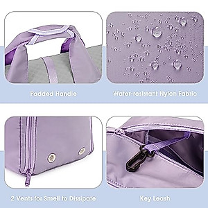 sportsnew Yoga Gym Bags for Women with Shoes Compartment and Wet Dry Storage Pockets with Adjustable Yoga Mat Holder, Purple