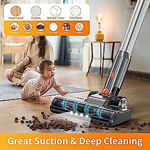 KOHE 23Kpa Cordless Vacuum Cleaner with LED Display, 6-in-1 Lightweight Stick Vacuum,45 Mins Max Runtime,2200 mAh Battery,Powerful 200W Vacuum Cleaner for Home Hard Floor Carpet Pet Hair -V10