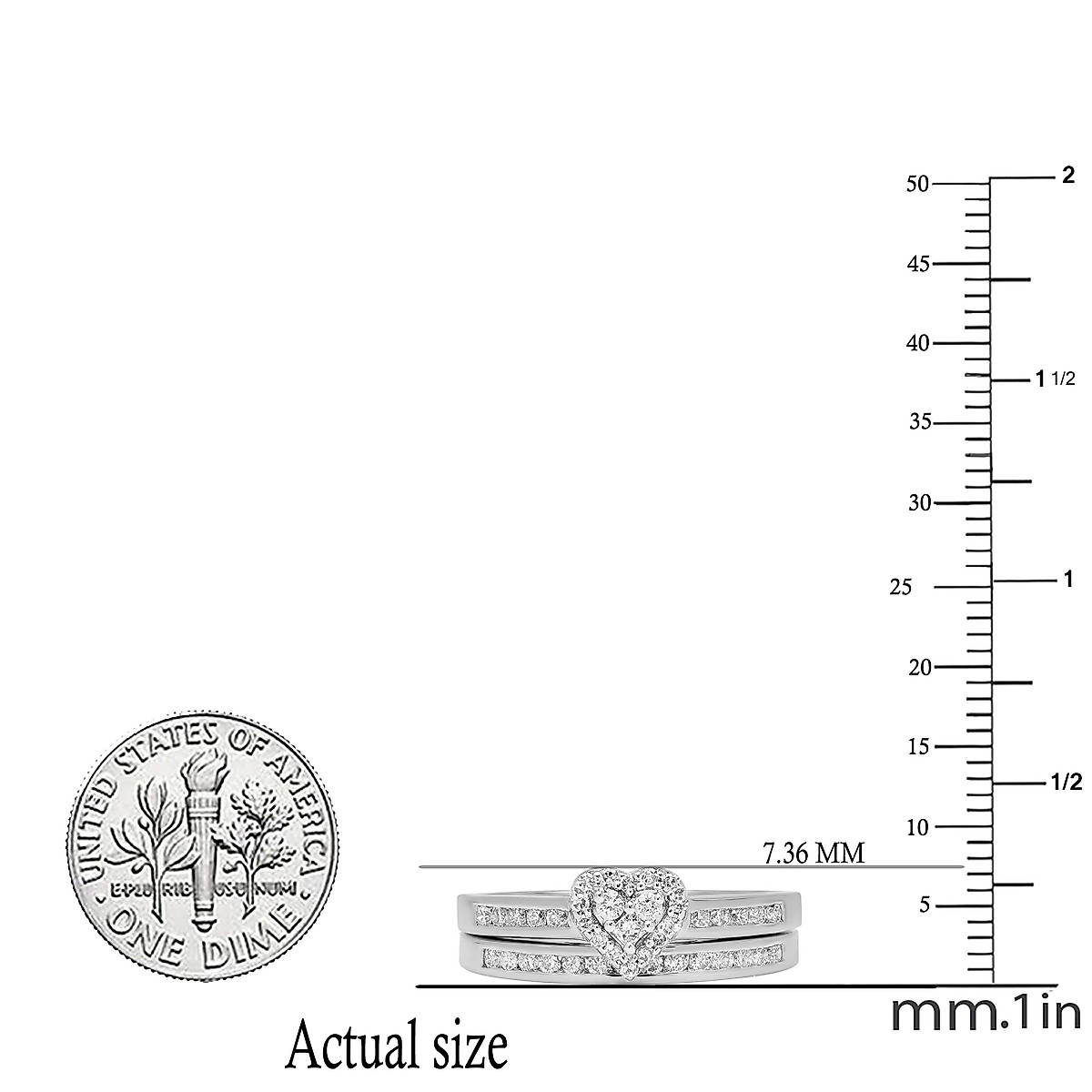 Dazzlingrock Collection 0.50 Carat (ctw) 10K Diamond Ladies Heart Shaped Engagement Ring Set 1/2 CT, White Gold, Size 4