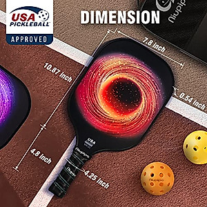 niupipo Pickleball Paddle, USAPA Approved Pickleball Paddle with Fiberglass Face, Protective Cover, Ultra Cushion, Polypropylene Honeycomb Core, 4.8-Inch Grip, Lightweight