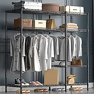 GMIULIG Metal Wire Heavy Duty Garment Rack Clothes Rack Clothing Racks for Hanging Clothes Wardrobe Hanging Clothes Portable Closet Organizer System Portable Closets for Hanging Clothes