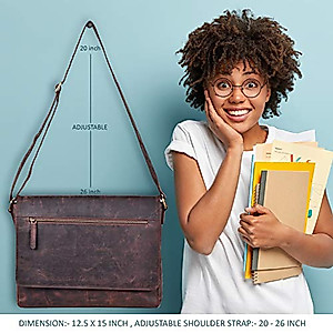 ESTALON Real Leather Messenger Bag for Men and Women - Laptop Briefcase Bag For Office,College, Adjustable Shoulder Strap Satchel