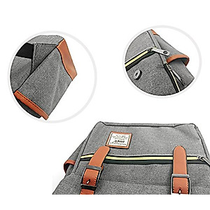 Furivy Unisex Oxford Retro Style Laptop Backpack College School Bag Student Daypack Rucksack Light Gray
