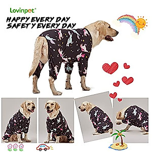 LovinPet Dog Pajamas for Dogs - Post-Surgical Recovery for Big Dogs, Lightweight Pullover Dog Pajamas, Full Coverage Dog pjs, Wild Horses Galloping Print/Medium