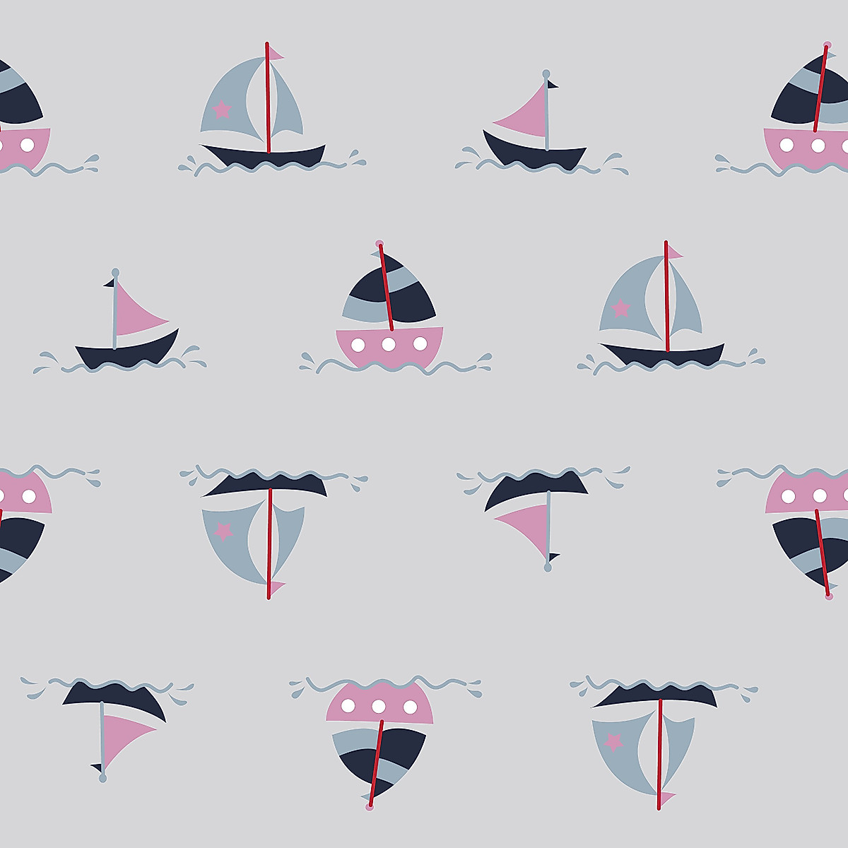 Bacati - Little Sailor Muslin 2 Pc Security Blankets (Boats/Whales - Pink/Navy)