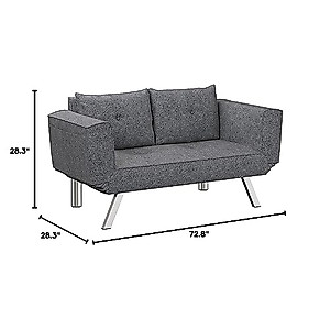 Serta Marin Convertible Sofa, Charcoal