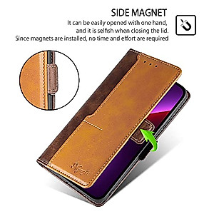 Fansipro Wallet Folio Case for Samsung Galaxy S9 Plus, Premium PU Leather Slim Fit Cover for Galaxy S9 Plus, 2 Card Slots, Friendly Fit, Brown & Golden