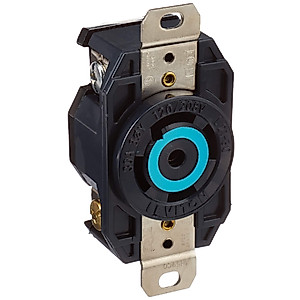 Leviton 2810 30 Amp, 120/208 Volt- 3PY, Flush Mounting Locking Receptacle, Industrial Grade, Grounding, V-0-Max, Black