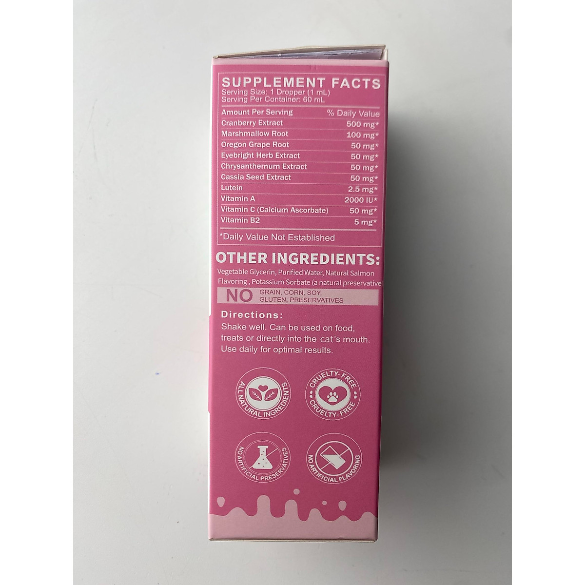 Tear Stain Supplement for Cat | Prevent and Eliminate Cats Tear Stains | 60ML Cat Tear Stain Remover Drops for Eye Health, Immune System | with Cranberry, Marshmallow & Vitamins | Salmon Flavor