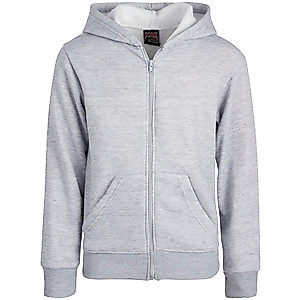 Quad Seven Boys' Fleece Jogger Set - 4 Piece Basic Solid Full Zip Hoodie and Sweatpants (Size 8-18), Size 8-10, Black/Heather Grey