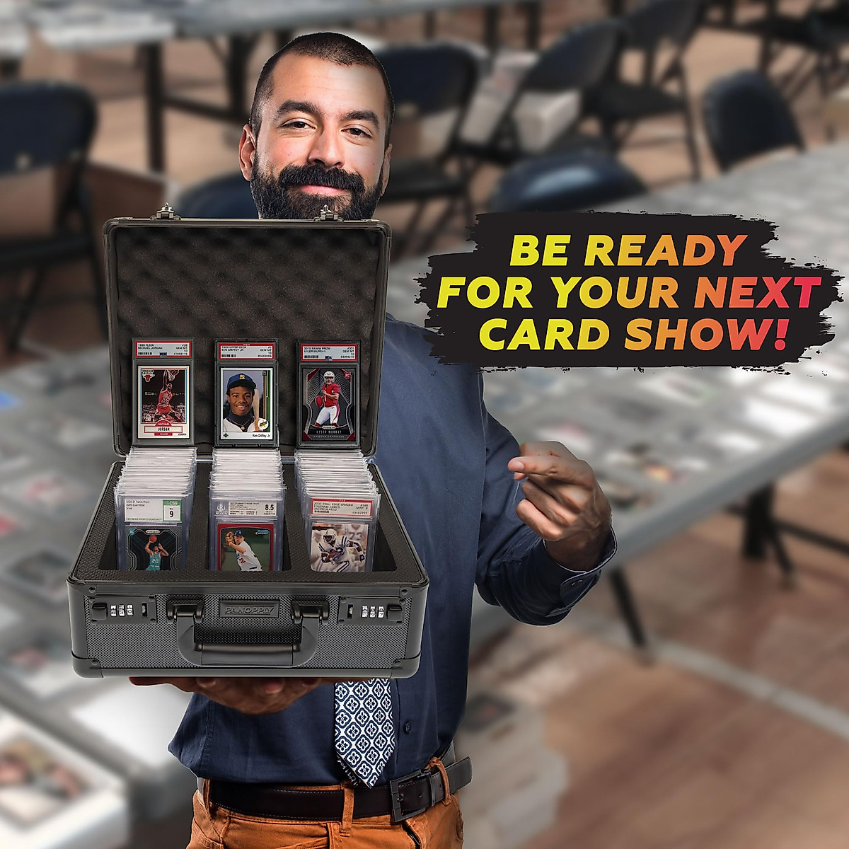 PANOPPLY Slab Armor 120+ 3 Row Psa Graded Card Storage Box Graded Card Case Psa Slab Case for Graded Cards Psa Card Case Baseball Card Cases for Sports Cards Storage Sports Card Case (Black)